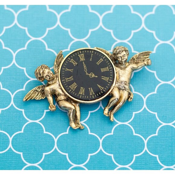 Jewelry | Vintage Angelic Clock Brooch R29 | Poshmark